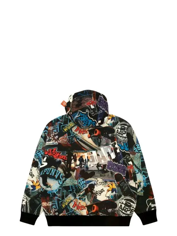 AAPE BY *A BATHING APE Moonface Logo Graffiti-print Hoodie - Black