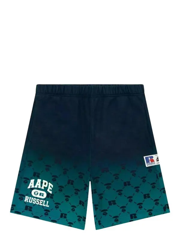 AAPE BY *A BATHING APE X Russell Athletic Logo Shorts - Blue