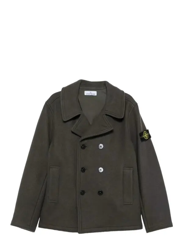 Stone Island Double-breasted Logo-patch Jacket - Grey