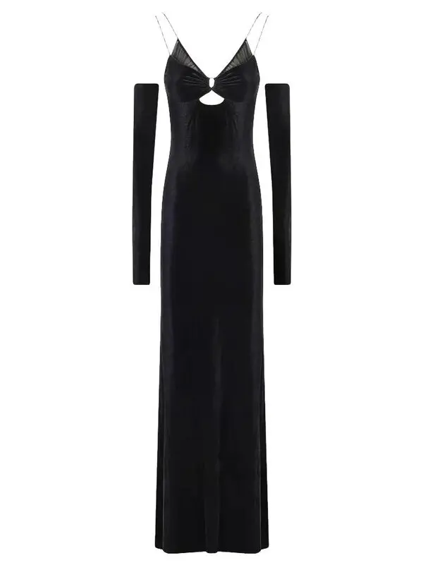 AMAZUIN Greta Velvet Cutout Dress - Black