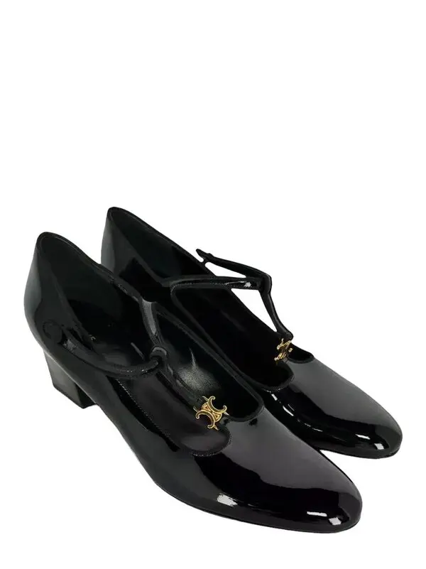 Celine Triomphe T-strap Pumps - Black