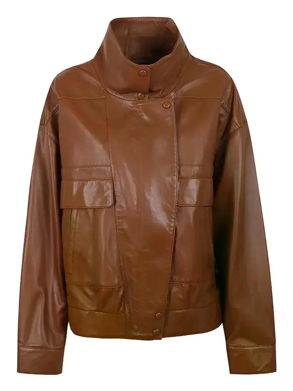 ENES High-neck Panelled Jacket - Brown