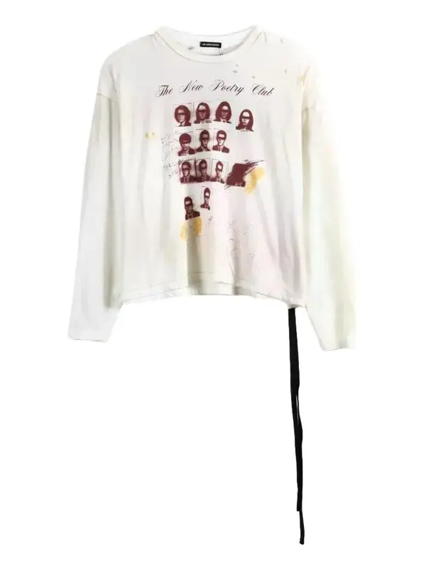 ANN DEMEULEMEESTER Nikita Distressed Graphic-print T-shirt - Neutrals