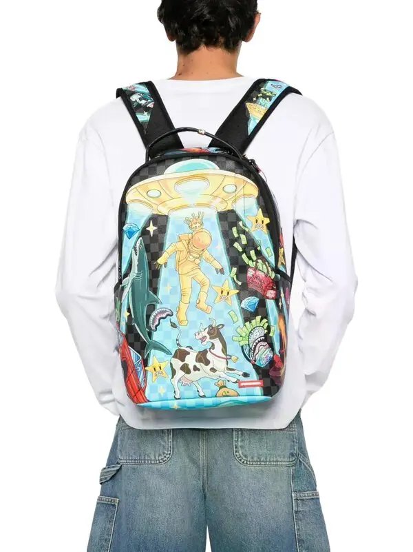 SPRAYGROUND Extra Extraterrestrial Graphic-print Checkered Backpack - Black