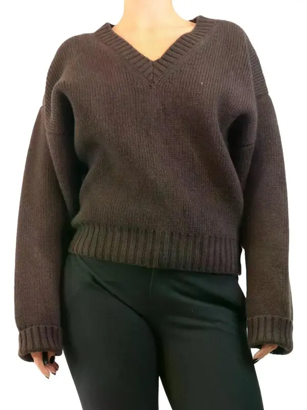 RÓHE V-neck Wool Sweater - Brown