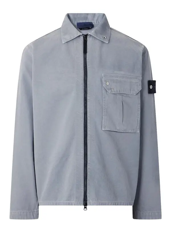 Stone Island Denim Corroded Bull Denim-tc Overshirt - Gray