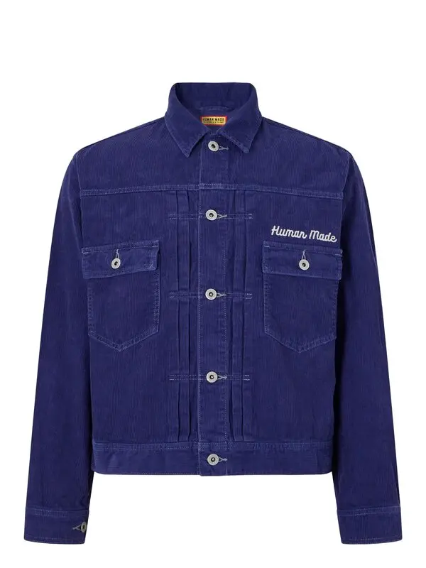 HUMAN MADE Logo-embroidered Cotton-corduroy Jacket - Navy