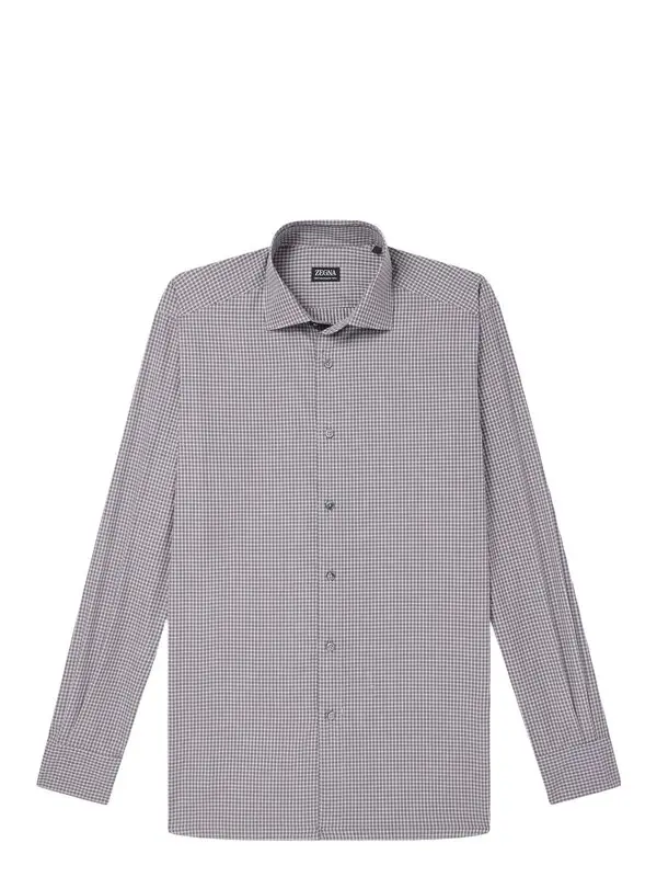 Zegna Centoquaranta Checked Cotton-twill Shirt - Gray