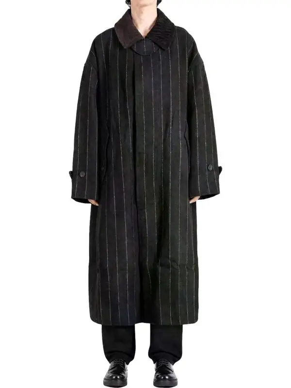 ZIGGY CHEN Pinstripe-pattern Corduroy-collar Jacket - Blue
