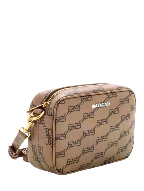Balenciaga Signature Camera Bag Bb Monogram Coated Canvas Small Crossbody Bag - Brown