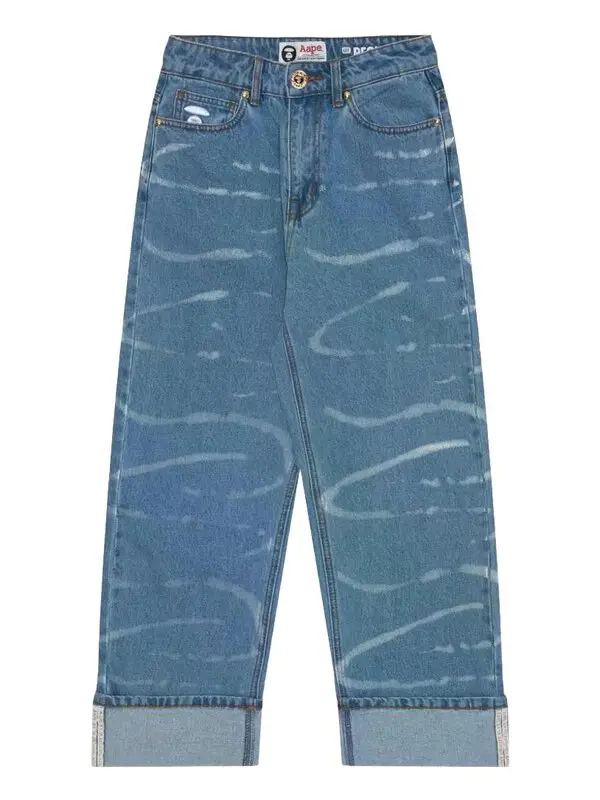 AAPE BY *A BATHING APE Moonface Embroidered Jeans - Blue