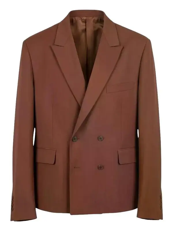 COSTUMEIN Double-breasted Cropped Blazer - Brown
