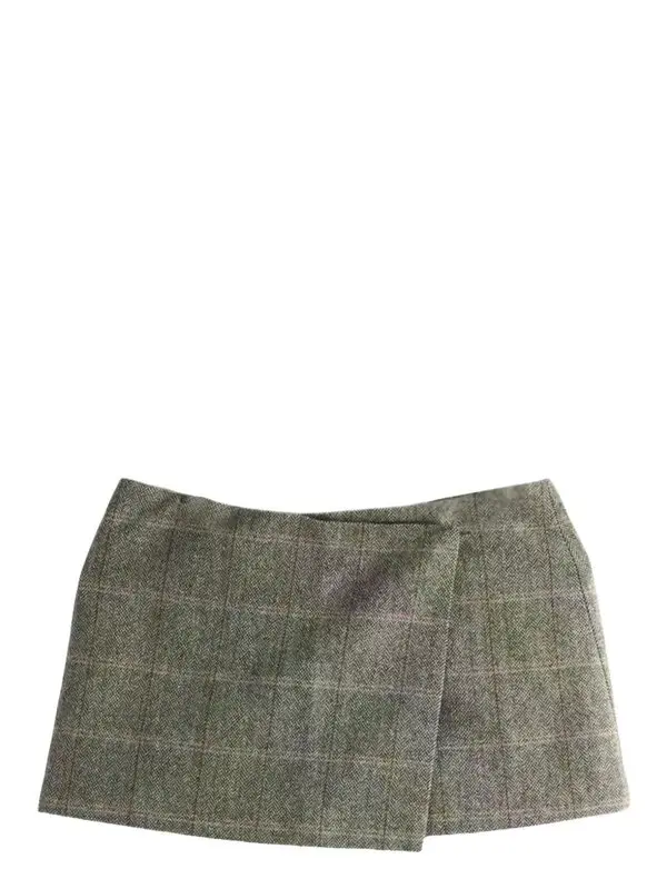Sporty & Rich Astrid Check Wrap Mini Skirt - Brown