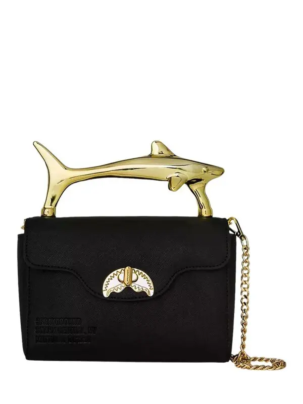 SPRAYGROUND Golden Fang Shark Tote Bag - Black