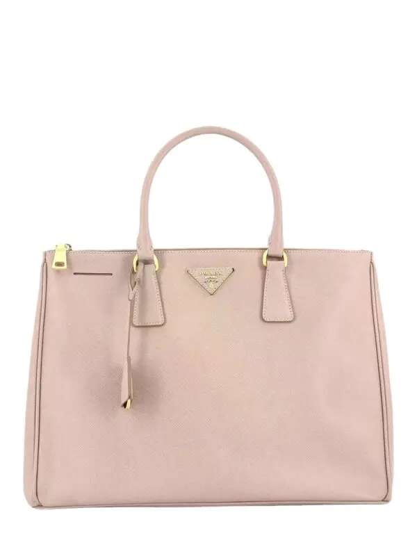 Prada Double Zip Lux Saffiano Leather Large Tote Bag - Neutrals
