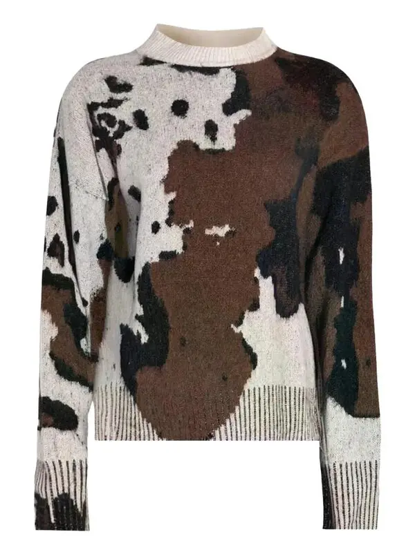 AKEP Intarsia-knit Crew-neck Sweater - Neutrals