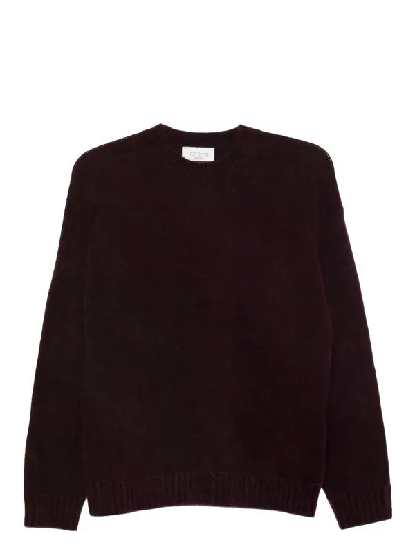 LANEUS Crew-neck Ribbed-trim Sweater - Red