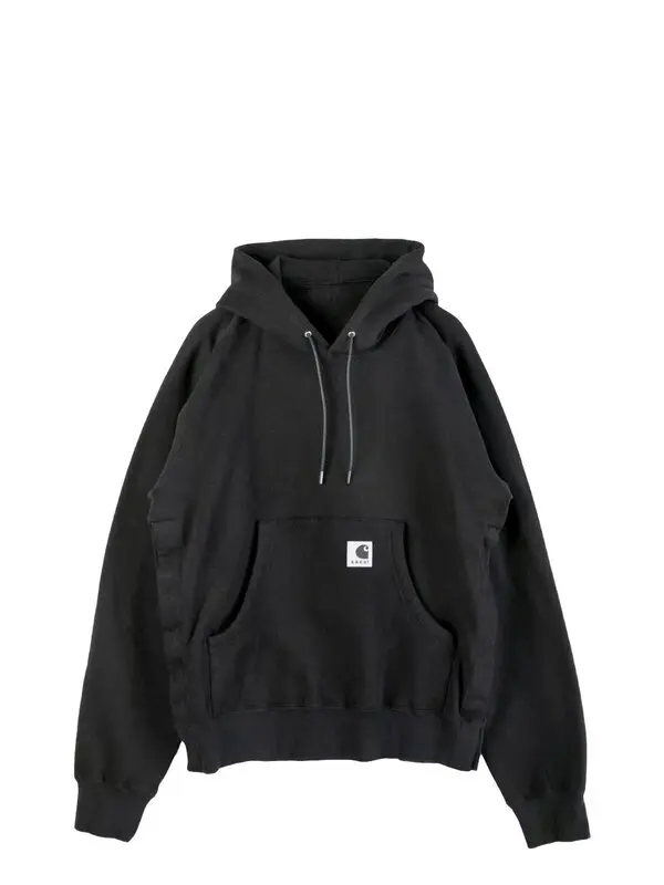 Sacai Logo-patch Drawstring Hoodie - Black