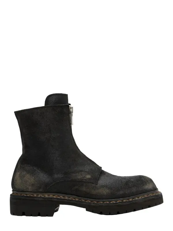 Guidi Front Zipped Ankle Boots - Black