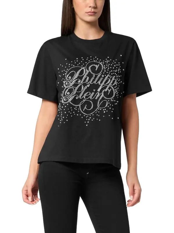 Philipp Plein T-shirt Fit Crystal Strass - Black