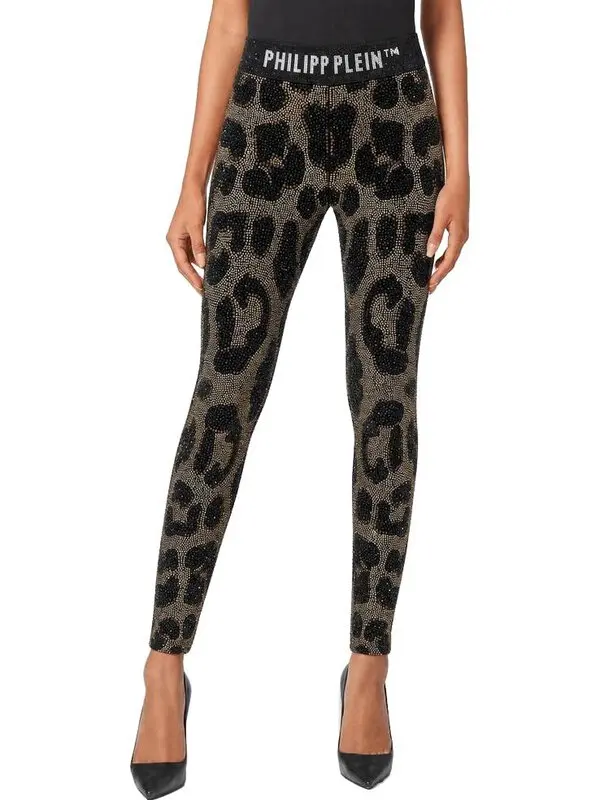Philipp Plein Leggings Strass - Leopard