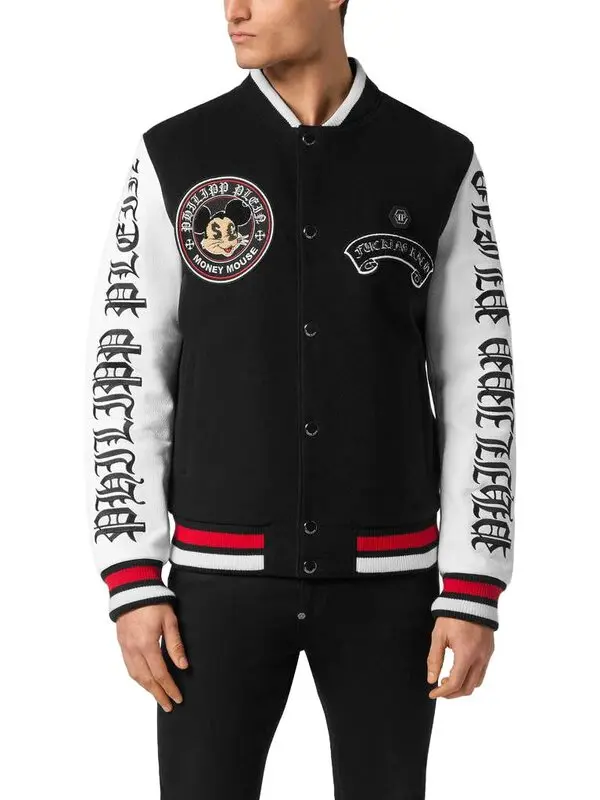 Philipp Plein College Bomber Jacket Ls Money Mouse - Black