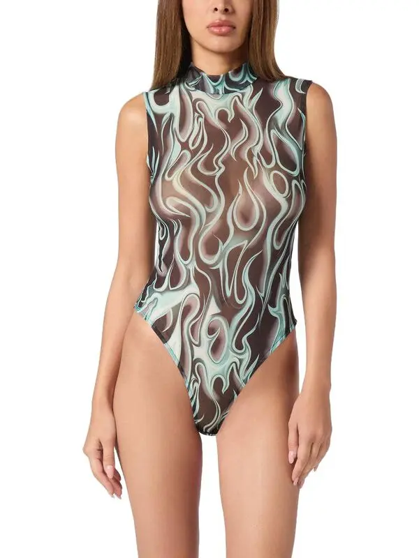 Philipp Plein Tulle Body Sleeveless Flame - Black