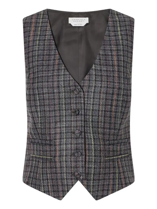 Gabriela Hearst Coleridge Houndstooth Wool And Silk-blend Twill Vest - Gray