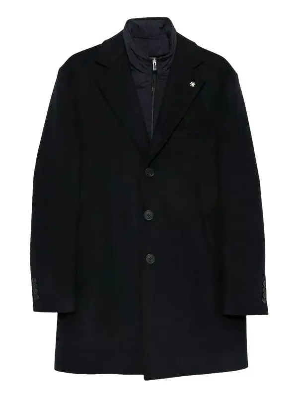 MANUEL RITZ Removable-bib Notched-lapel Coat - Blue