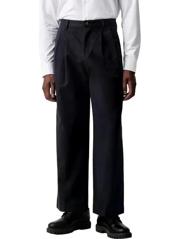 Paul Smith Pleated-detail Twill Trousers - Blue