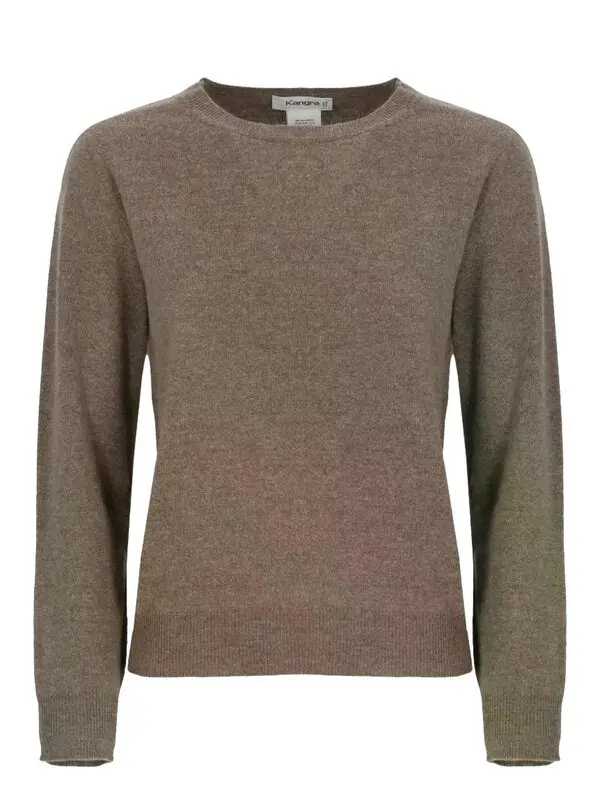 KANGRA Crew-neck Long-sleeve Sweater - Brown