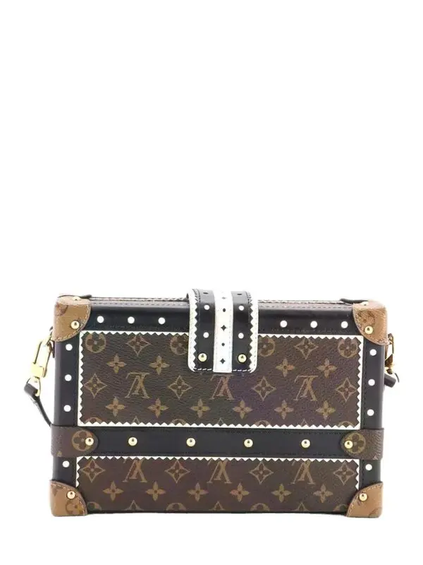 LOUIS VUITTON Petite Malle Handbag Limited Edition Brogue Reverse Monogram Canvas And Leather Clutch Bag - Black
