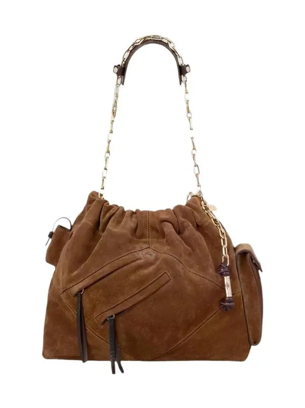 Ba&sh June Chain-link Suede Shoulder Bag - Brown