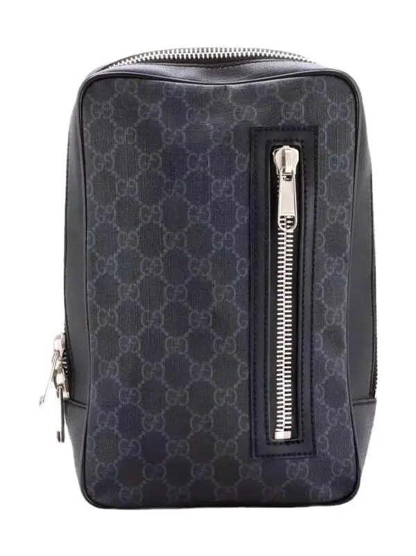 Gucci Soft Zip Sling Bag Gg Coated Canvas Small Crossbody Bag - Black