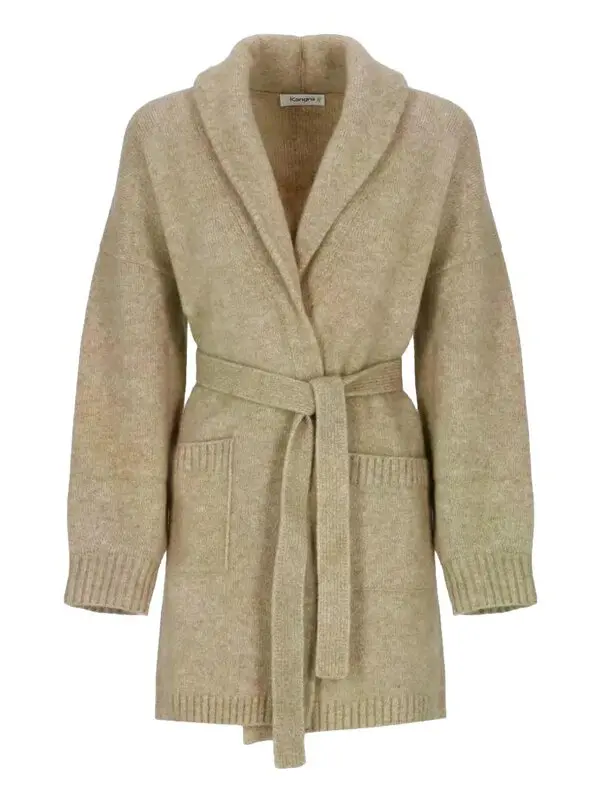 KANGRA Belted Shawl-collar Coat - Neutrals