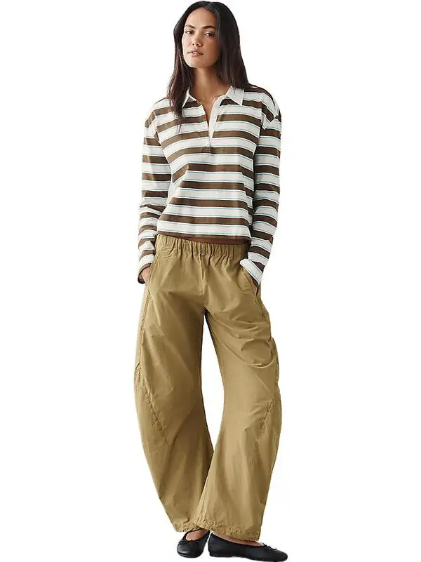 Daily Practice 100% Cotton Barrel Leg Pants - Olive