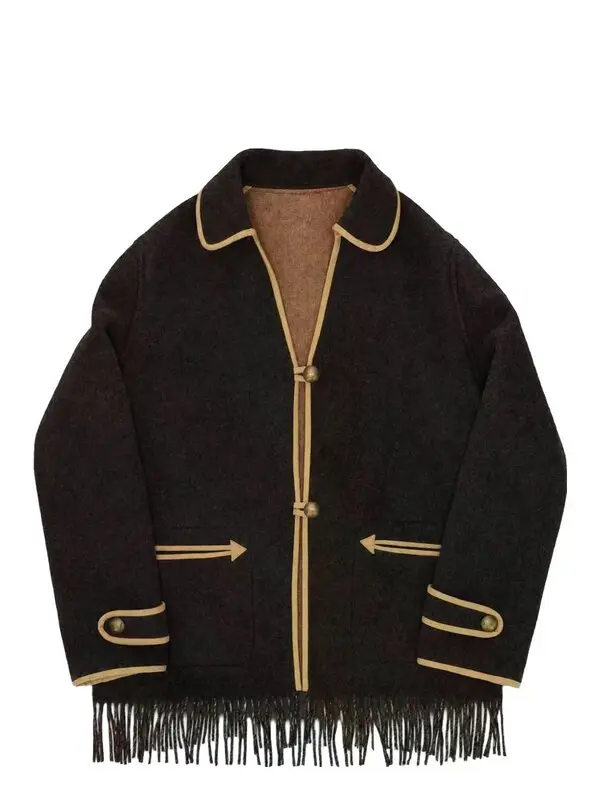 FORTELA Danika Fringed Coat - Brown