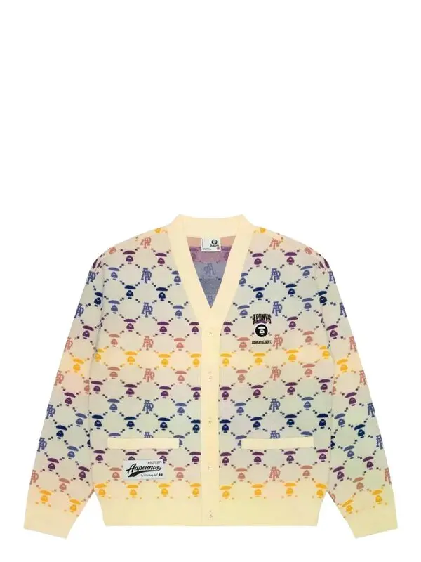 AAPE BY *A BATHING APE Aapeunvs Moonface Logo-pattern Cardigan - Neutrals