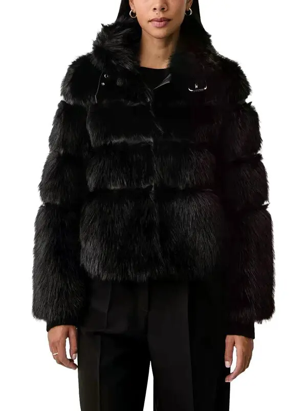 Patrizia Pepe Buckle-detail Faux-fur Jacket - Black