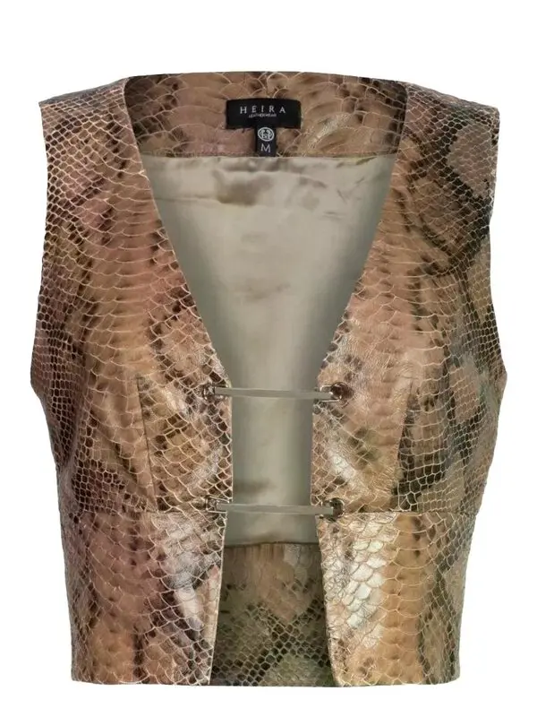 HEIRA LEATHERWEAR Medusa Snakeskin-embossed Vest - Brown