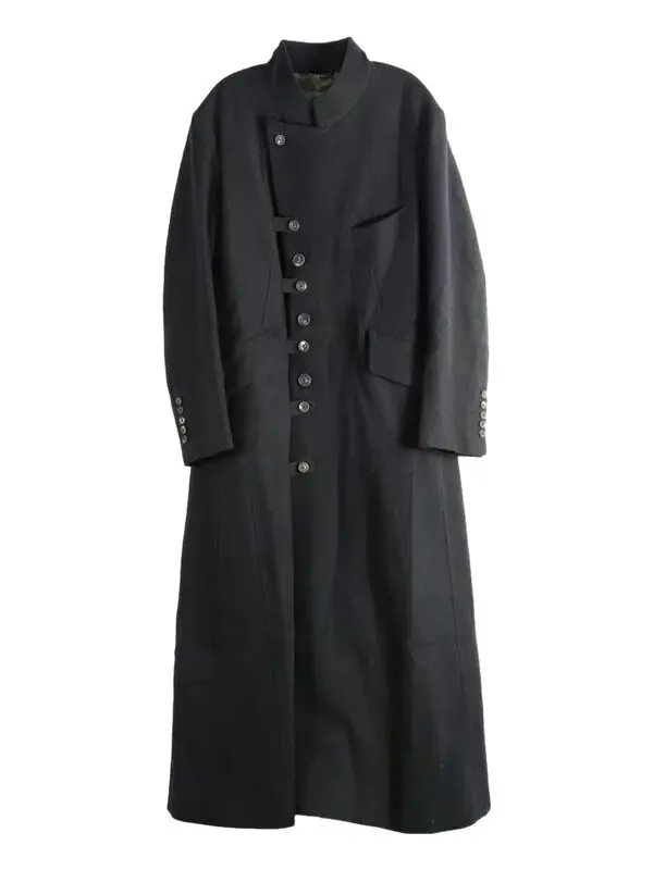 ZIGGY CHEN Button-up High-neck Coat - Black