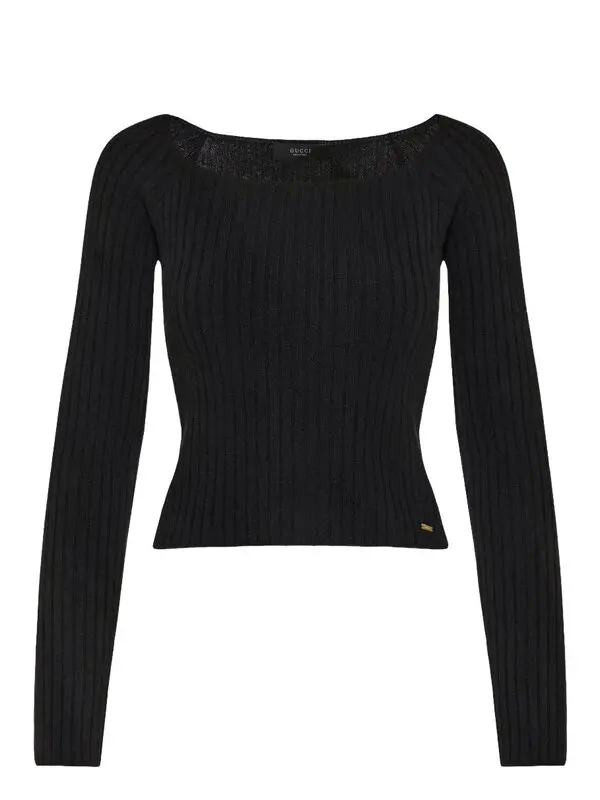 Gucci Soft Rib Wool-cashmere Top With Tag - Black