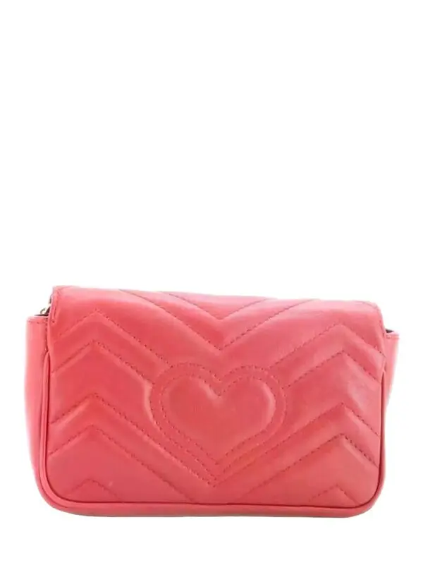 Gucci Gg Marmont Flap Bag Matelasse Leather Super Mini Crossbody Bag - Red