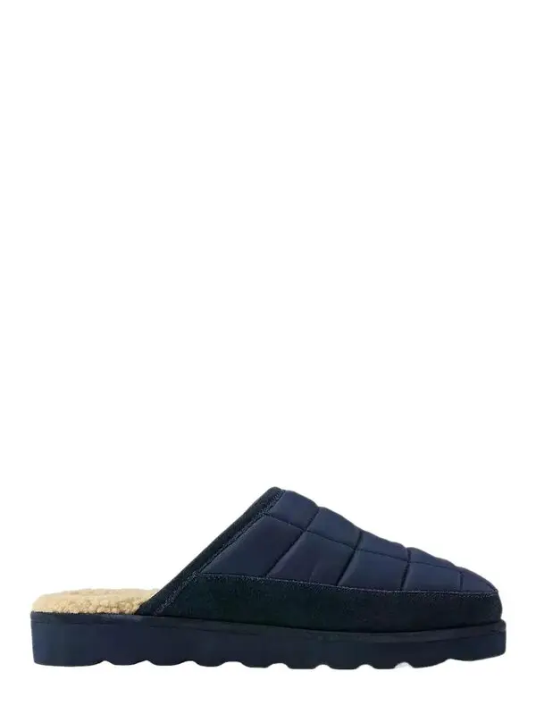 Polo Ralph Lauren Reade Suede-trim Quilted Scuff Slippers - Blue
