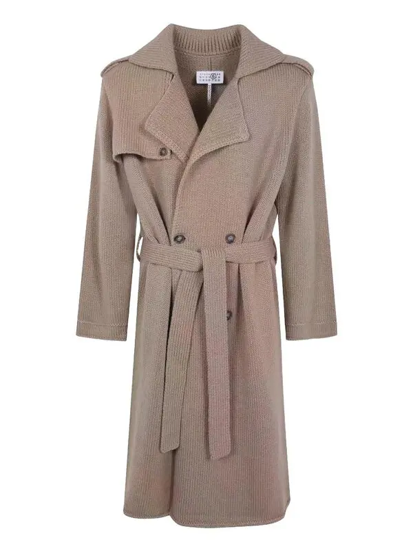 MAISON MARGIELA Knitted Double-breasted Trench Coat - Neutrals