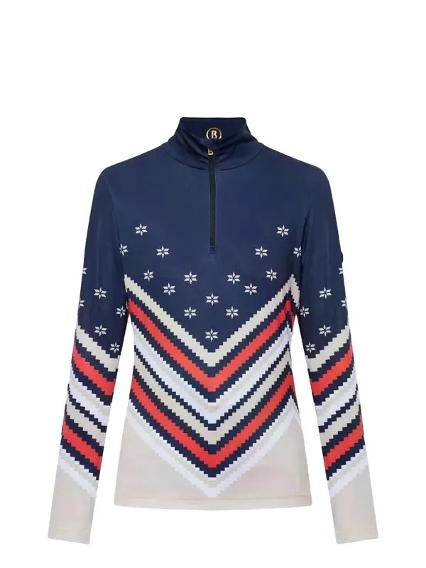 Bogner Fabia Chevron-print Long-sleeve Top - Blue