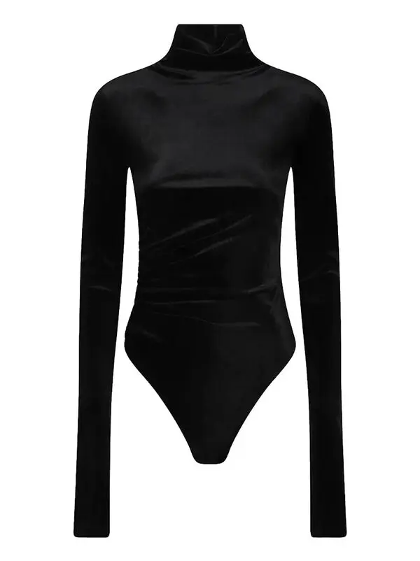 Andamane Ruched High-neck Bodysuit - Black