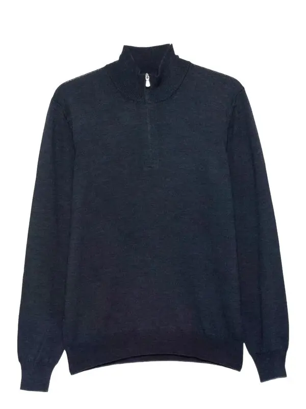 BARBA NAPOLI Quarter-zip Knitted Sweater - Blue