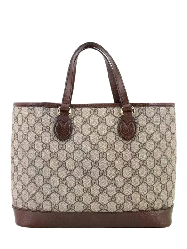Gucci Ophidia Top Handle Shopping Gg Coated Canvas And Leather Small Tote Bag - Brown