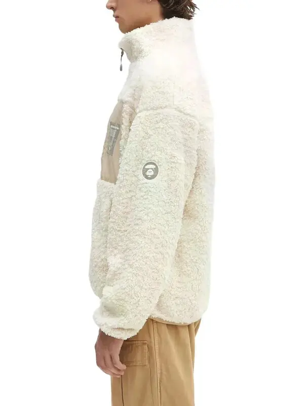AAPE BY *A BATHING APE Moonface Logo Sherpa Jacket - Neutrals